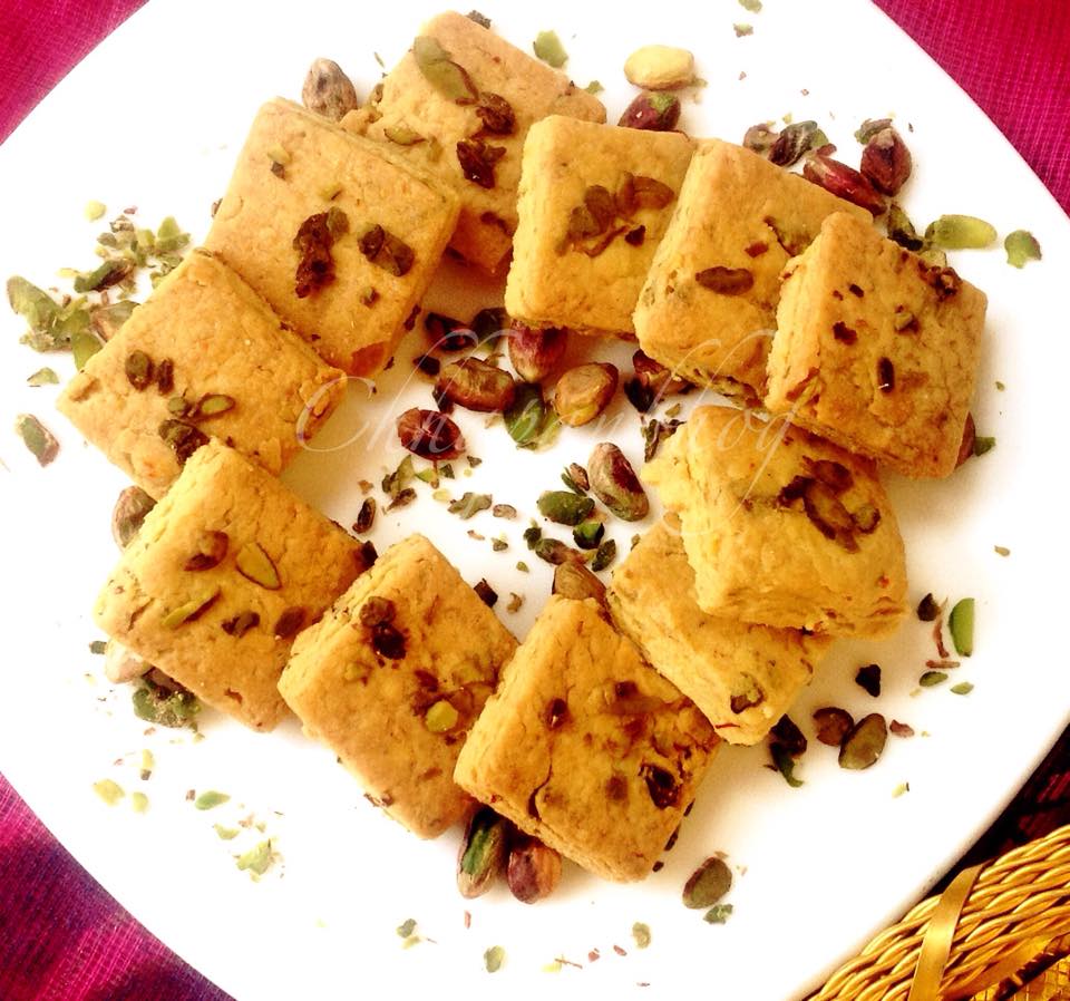 Eggless Kesar Pista Saffron Pistachio Cookies | Foodwhirl